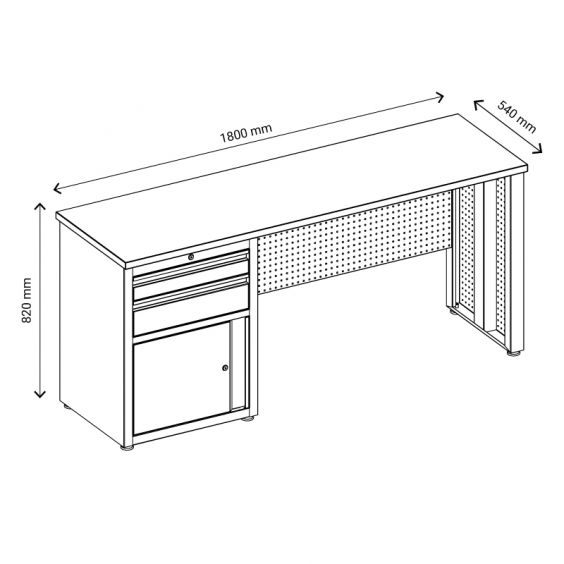 Pack établi avec rangements intégrés et plateau en bois d'Hévéa ...